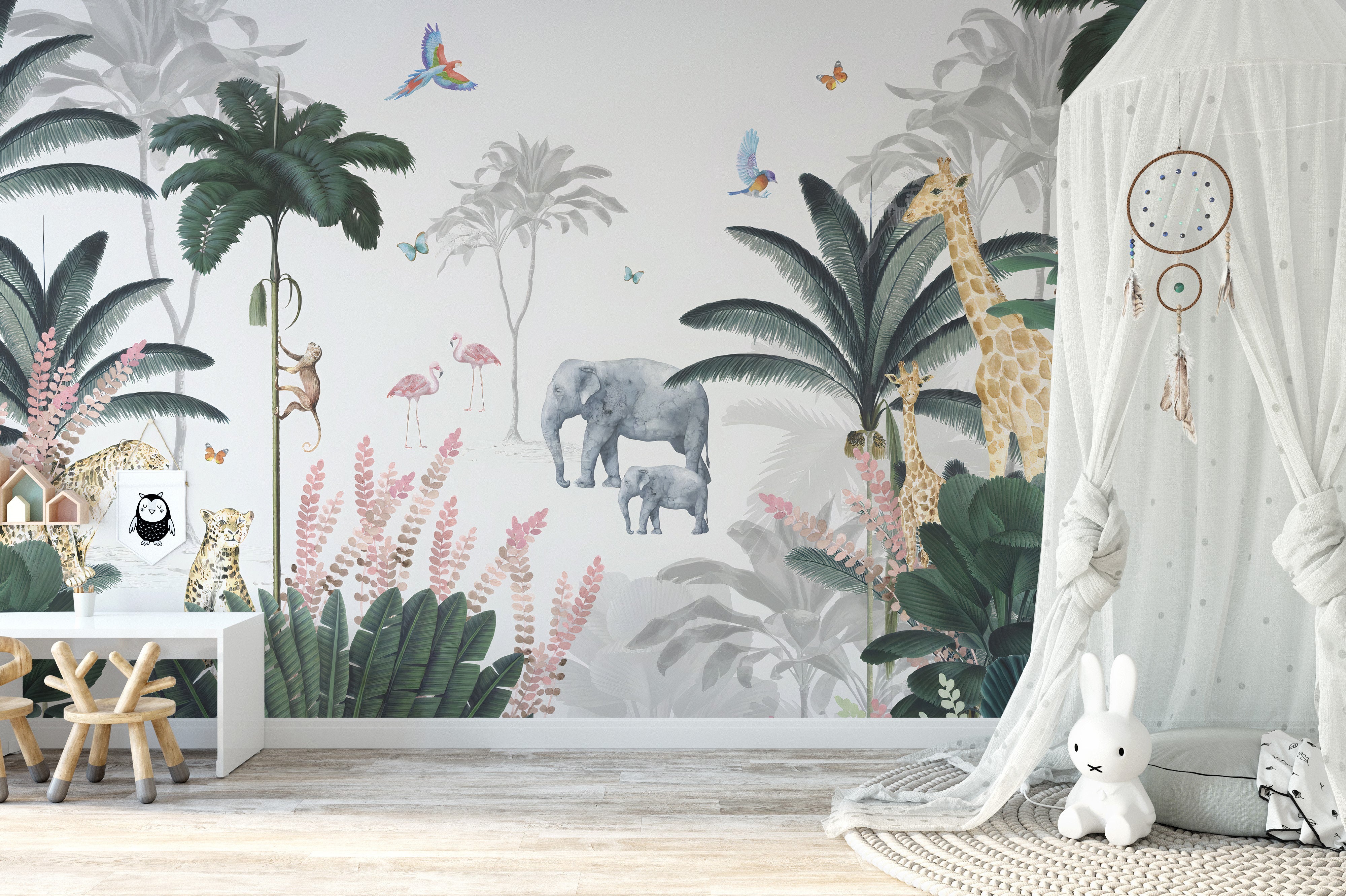 Tropical Safari Adventure Kids Room Wallpaper Mural tropical-safari-adventure-kids-room-wallpaper-mural