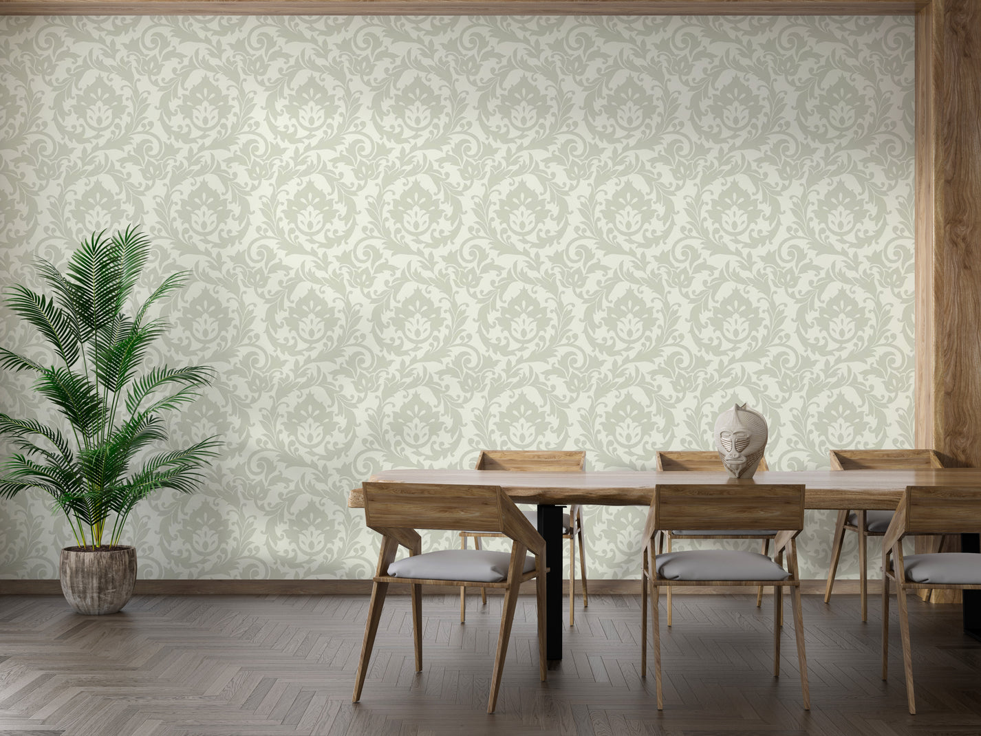 Warm Autumn Leaves Wallpaper | Symmetric Damask Murals