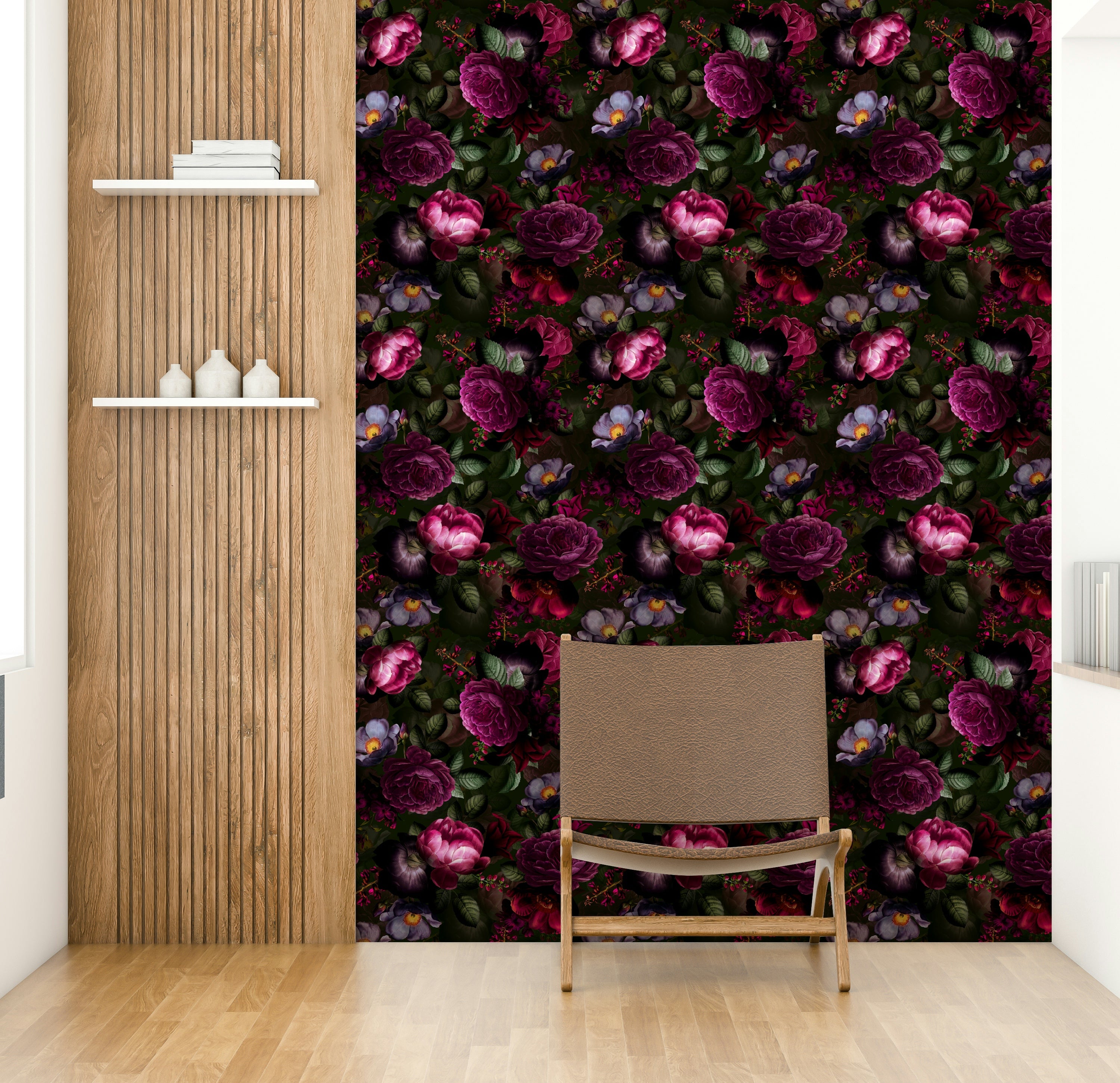 Grandmillennial Dark Moody Florals Wallpaper – Mutiger Glamour