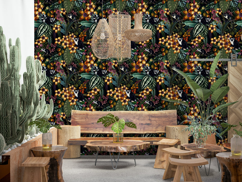 Lemur Garden Wallpaper - Exotic & Luxurious