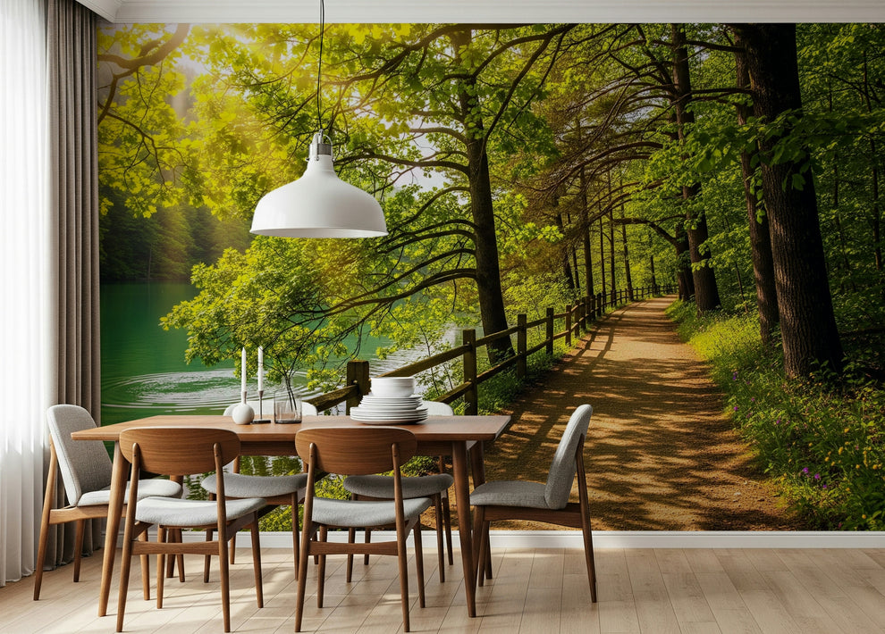 Serene Lake Path Wallpaper Mural