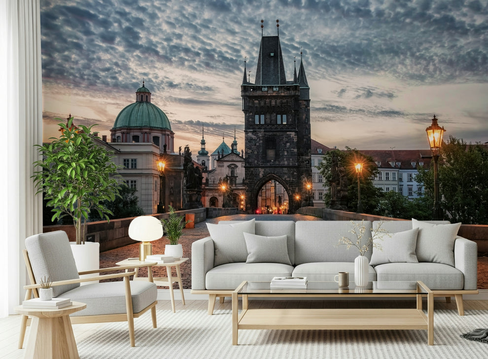 Prague Bridge Mural - Elegant Wallpaper