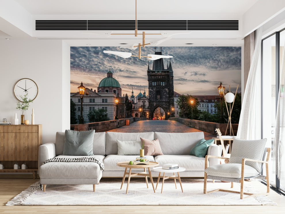 Prague Bridge Mural - Elegant Wallpaper