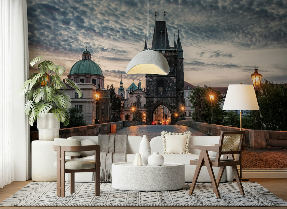 Prague Bridge Mural - Elegant Wallpaper
