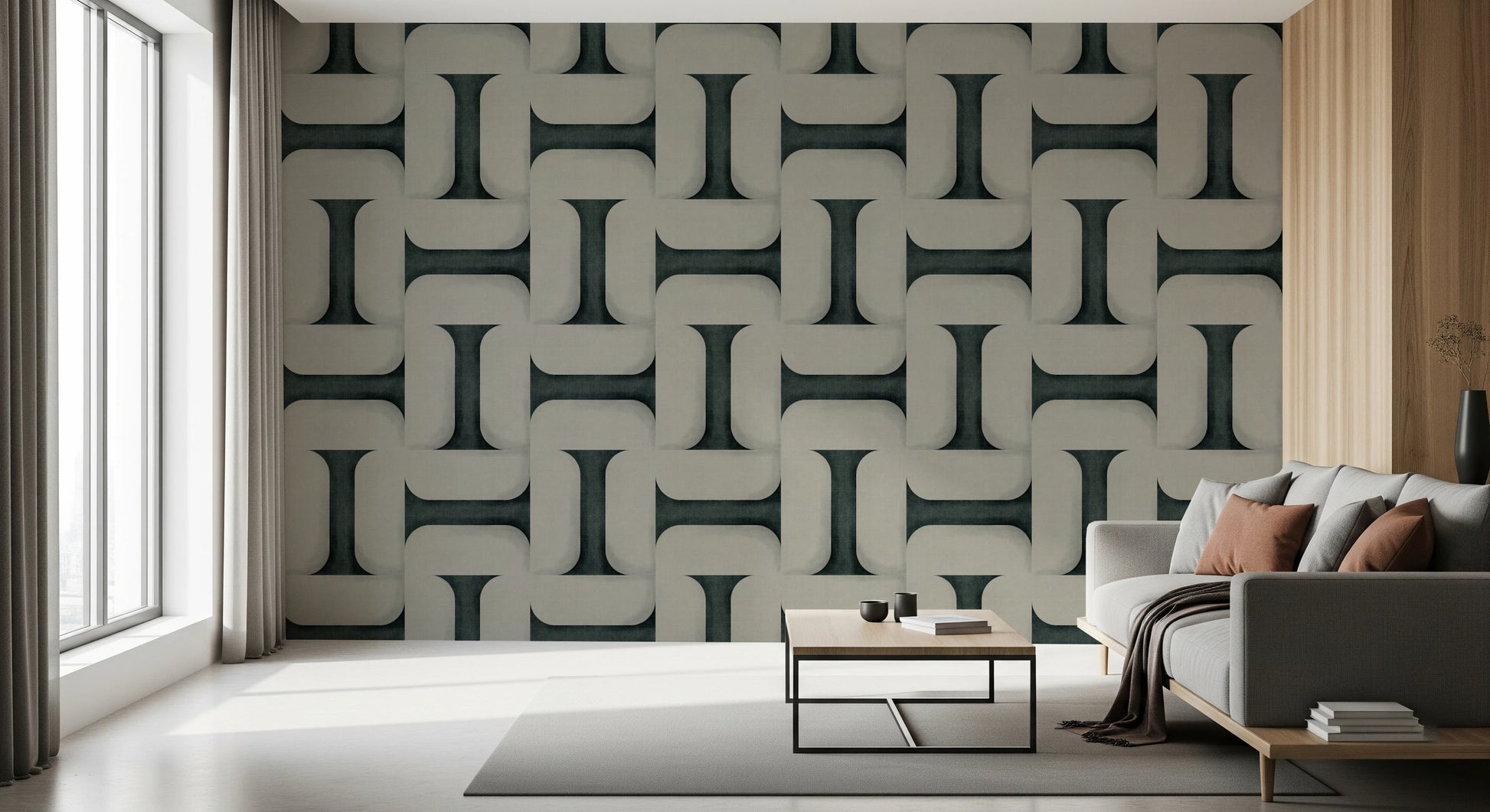 Nowoczesna tapeta z teksturą płytek w stylu vintage denim