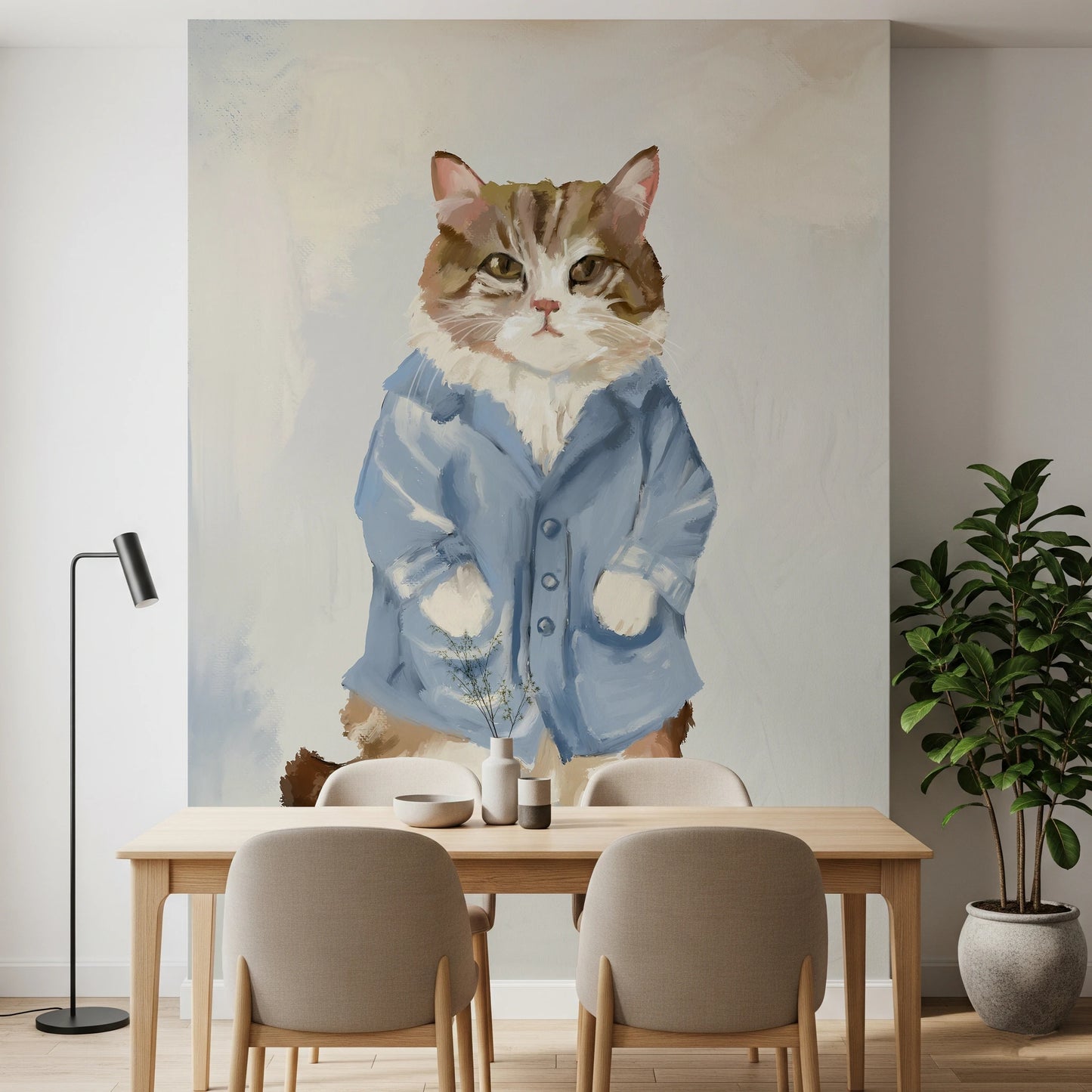 Blue Jacket Cat Art Wallpaper