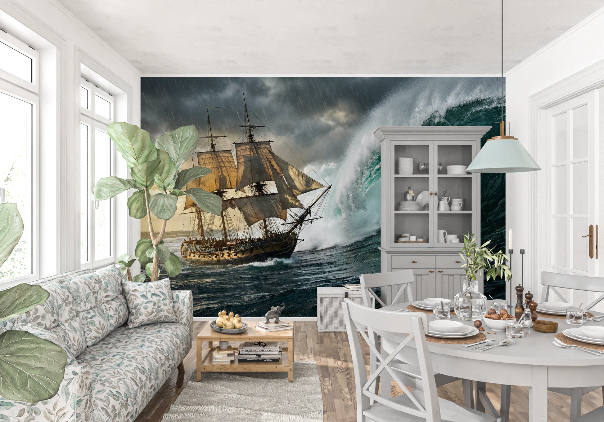 Tall Ship & Wave Wallpaper Mural