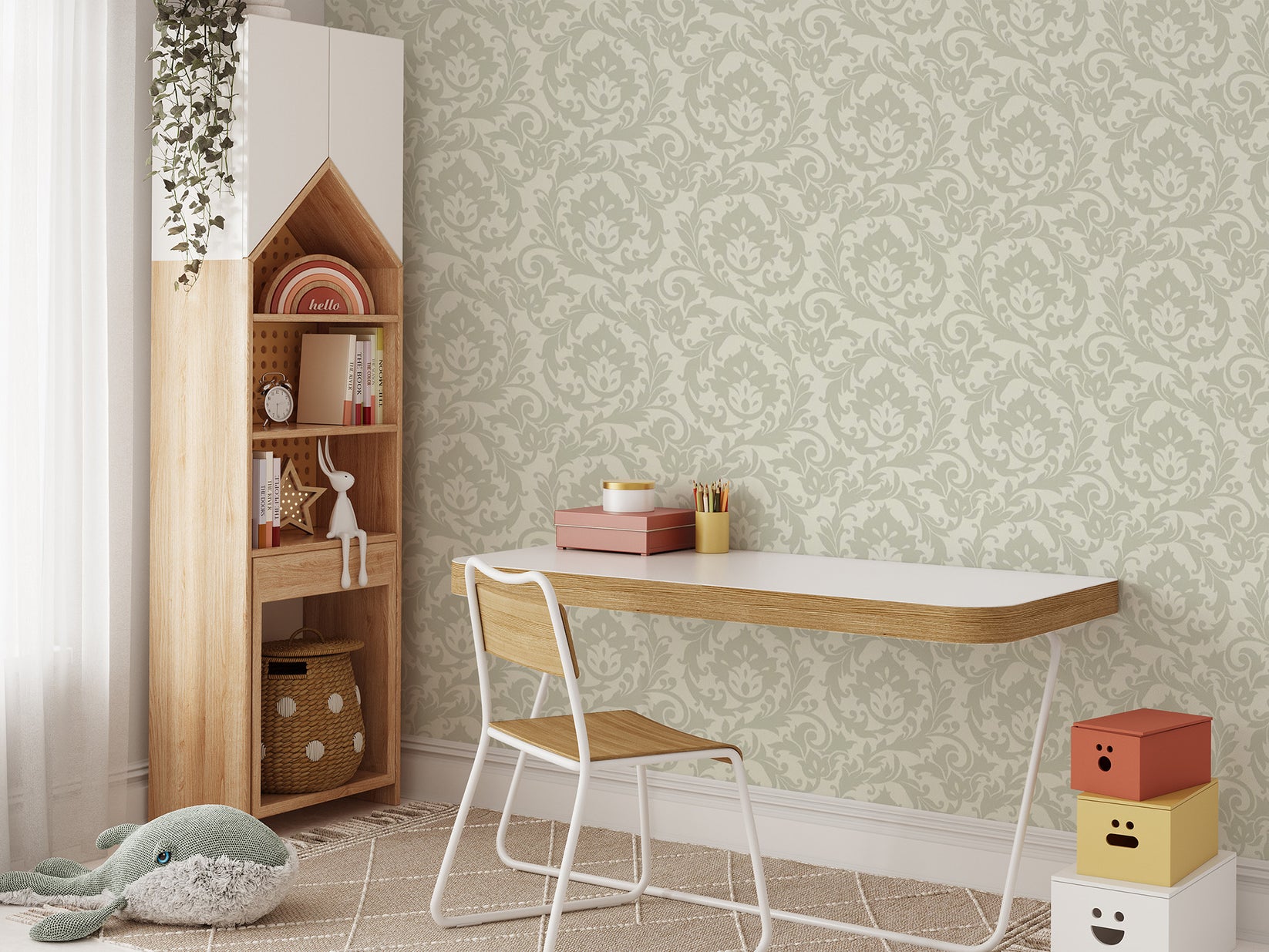 Warm Autumn Leaves Wallpaper | Symmetric Damask Murals