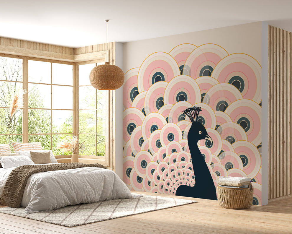 Amazing Pink Peacock Wallpaper Mural for Elegant Walls – Giffywalls