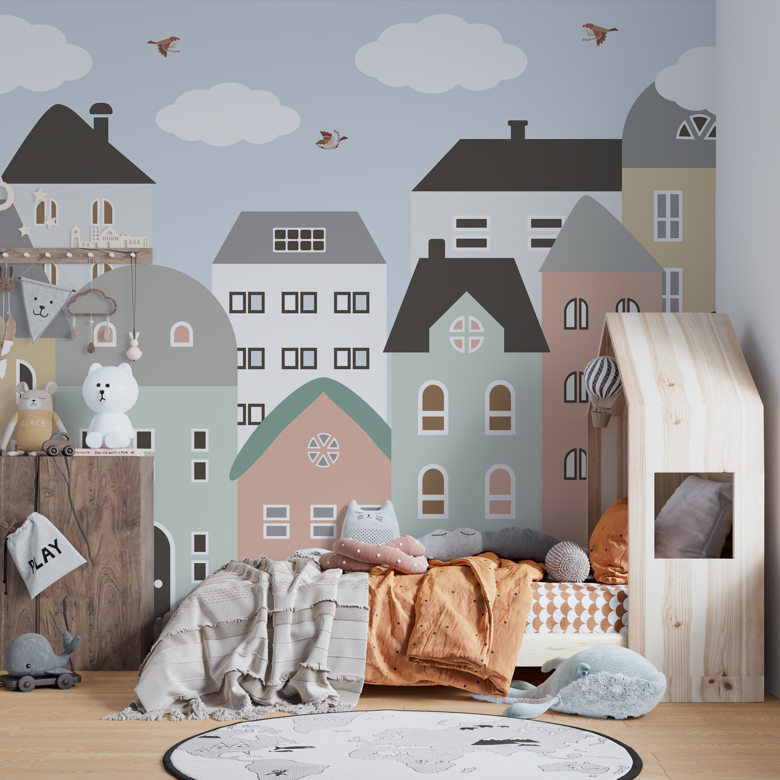 Kids & Nursery Room City Skyline Wallpaper Murals | Giffywalls