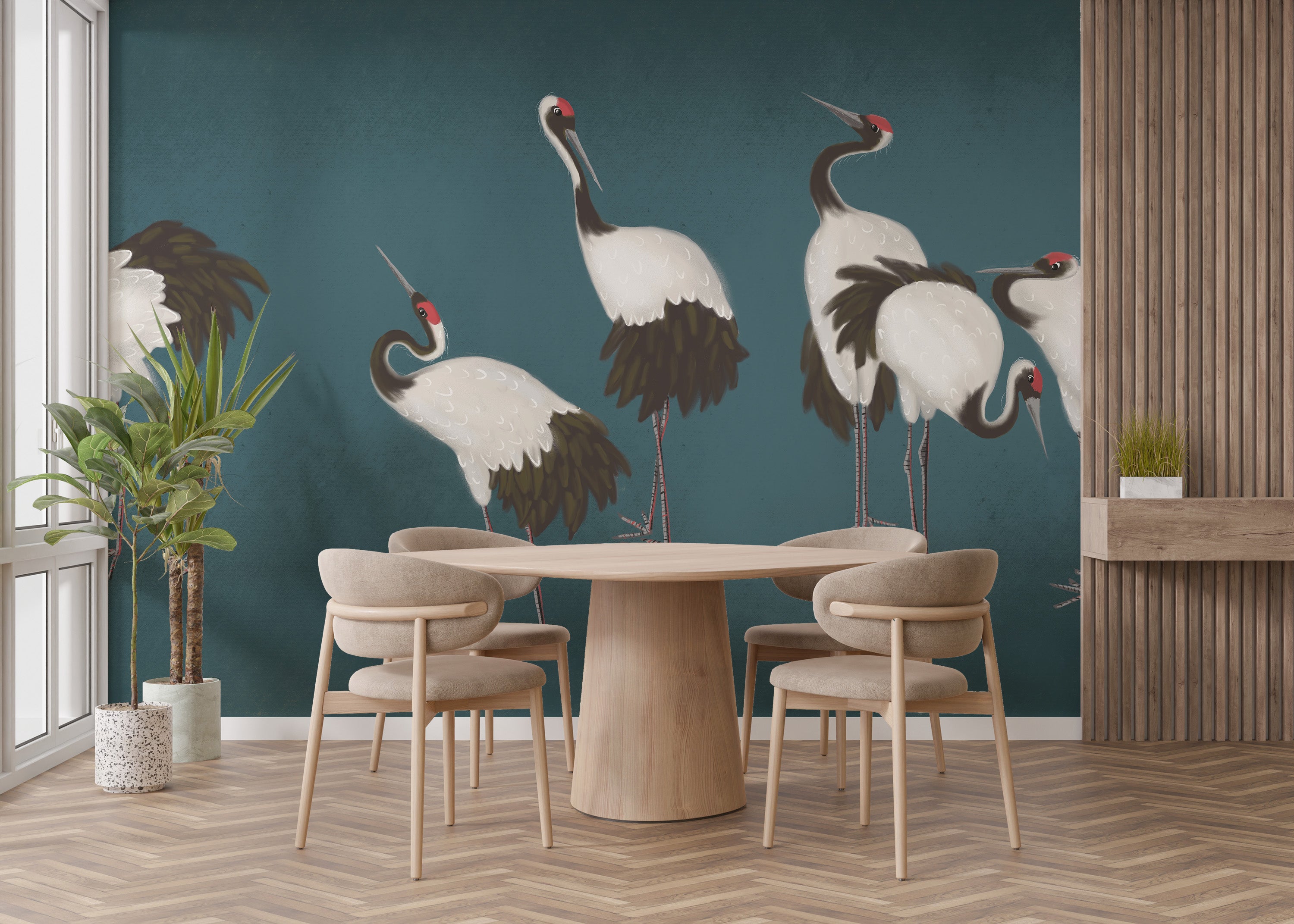Abstract Crane Mural Elegance | Giffywalls
