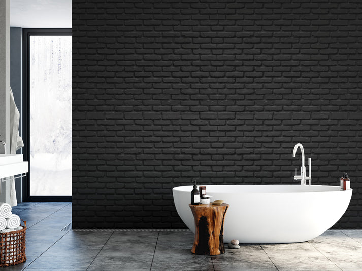 Accent Brick Wallpaper | Bewitching Black Wall Murals