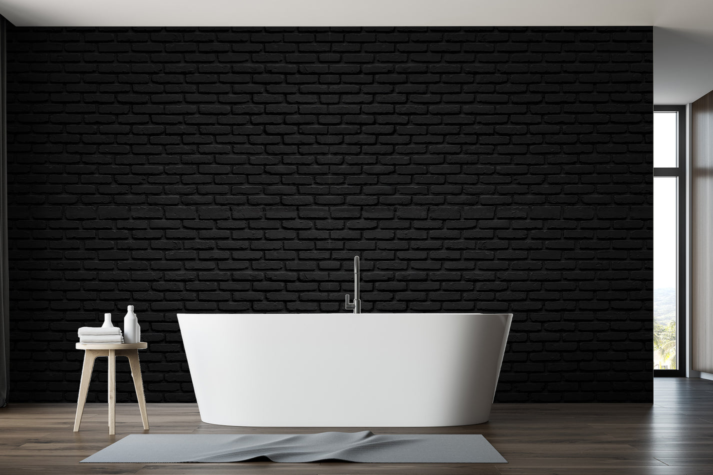 Accent Brick Wallpaper | Bewitching Black Wall Murals