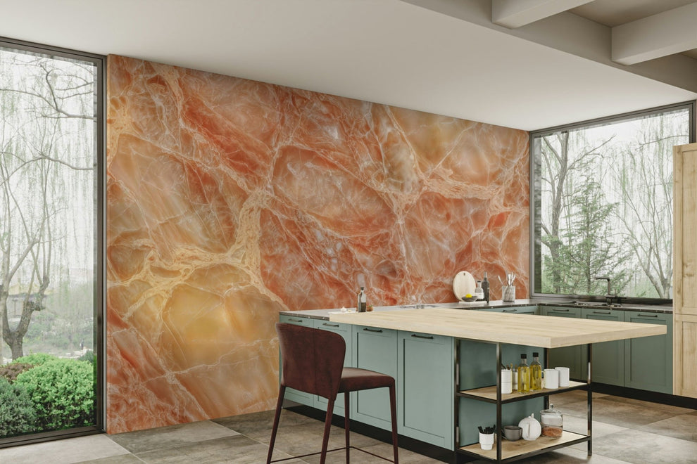 Amber Stone Texture Wall Mural | Warm Earthy Walls