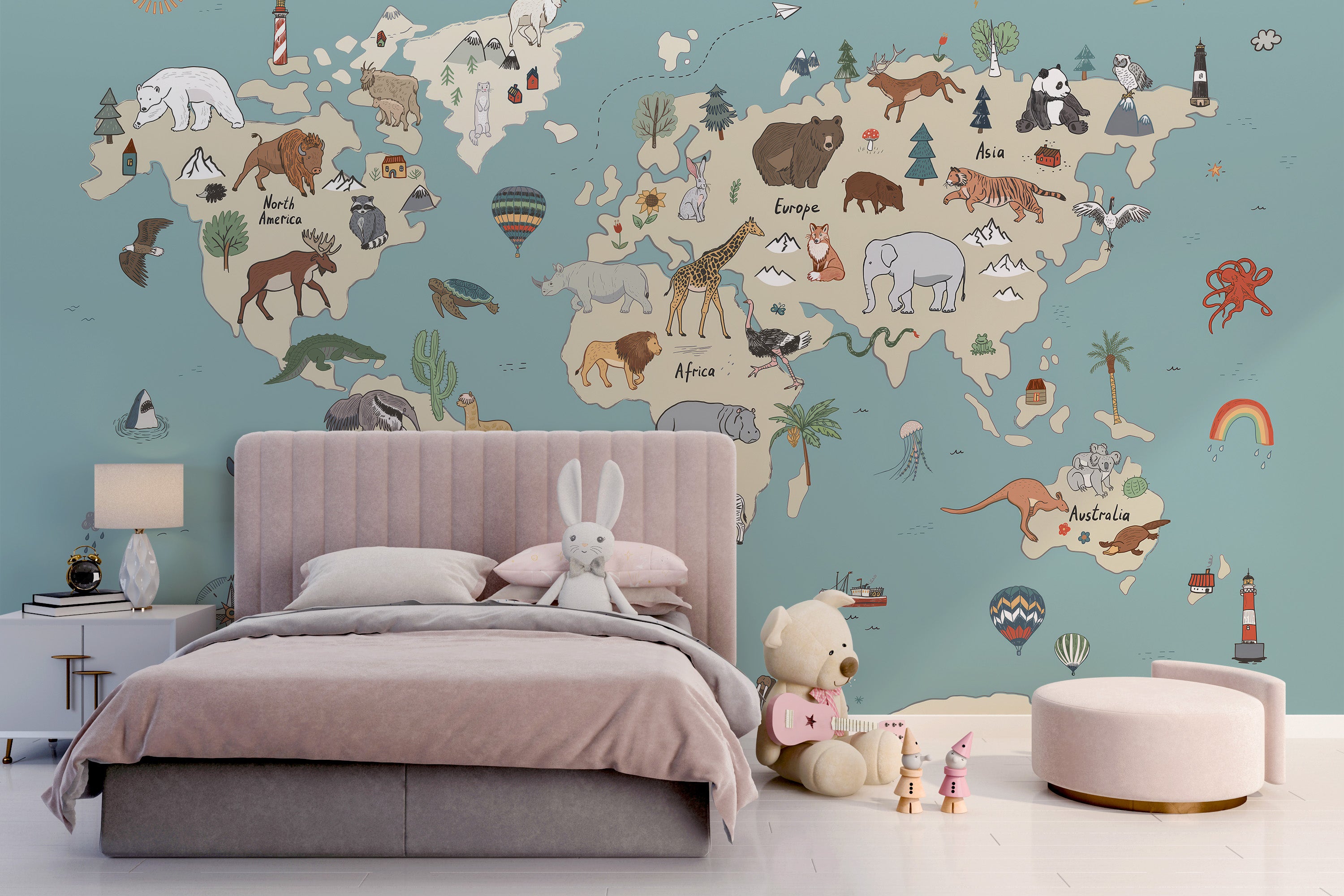 Animal Adventure Atlas Mural | Fun and Educational Kids