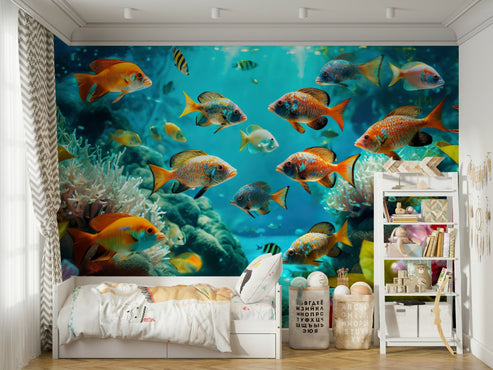 Aquatic Harmony Wall Mural – Underwater Fish Wallpaper