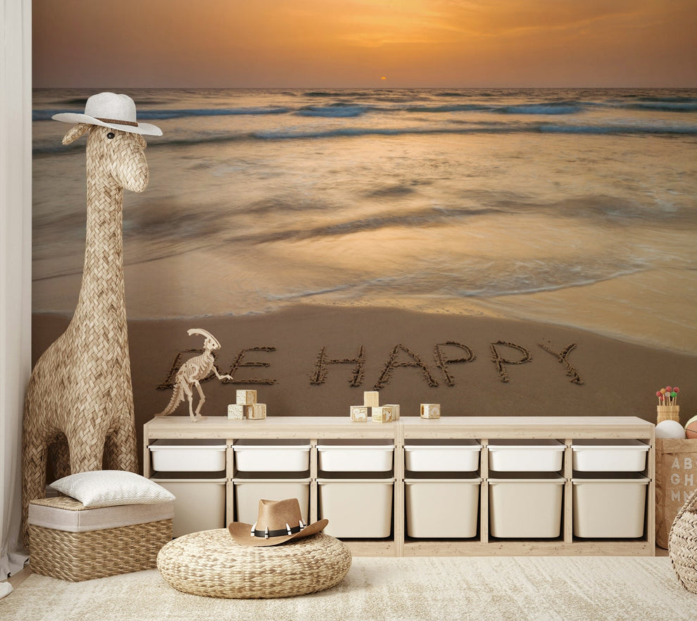Be Happy Beach Wallpaper - Inspire Joy with Coastal Wall Art