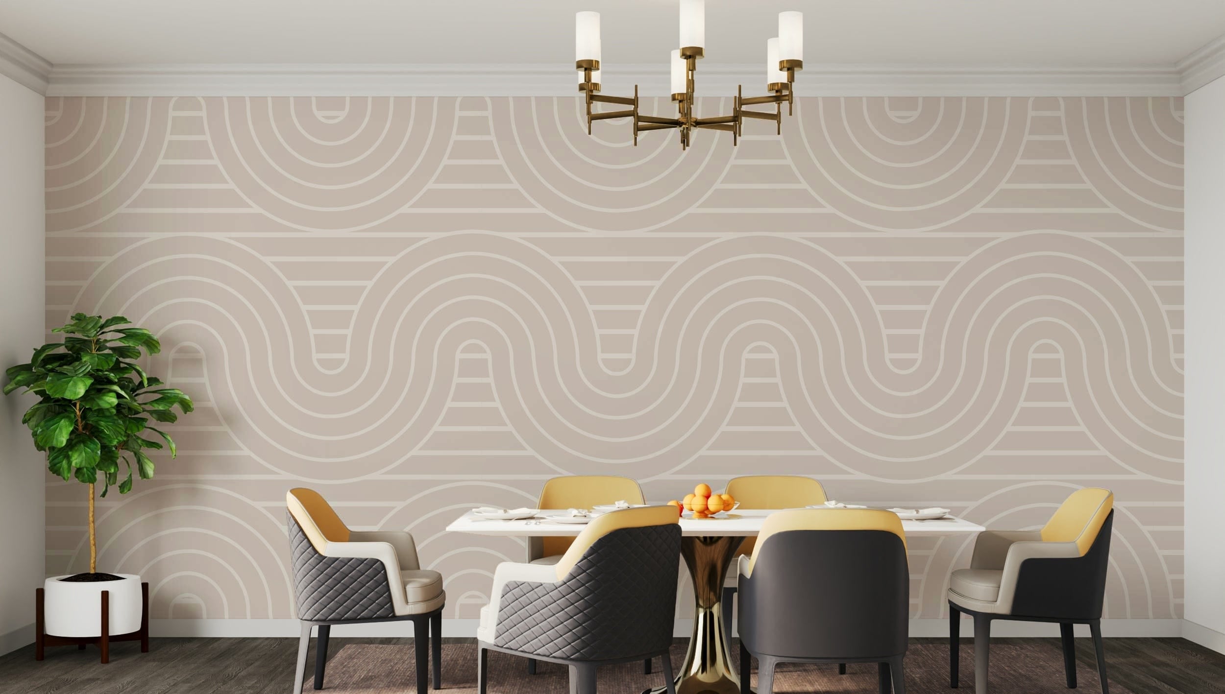 Beige Arc Geometric Wallpaper