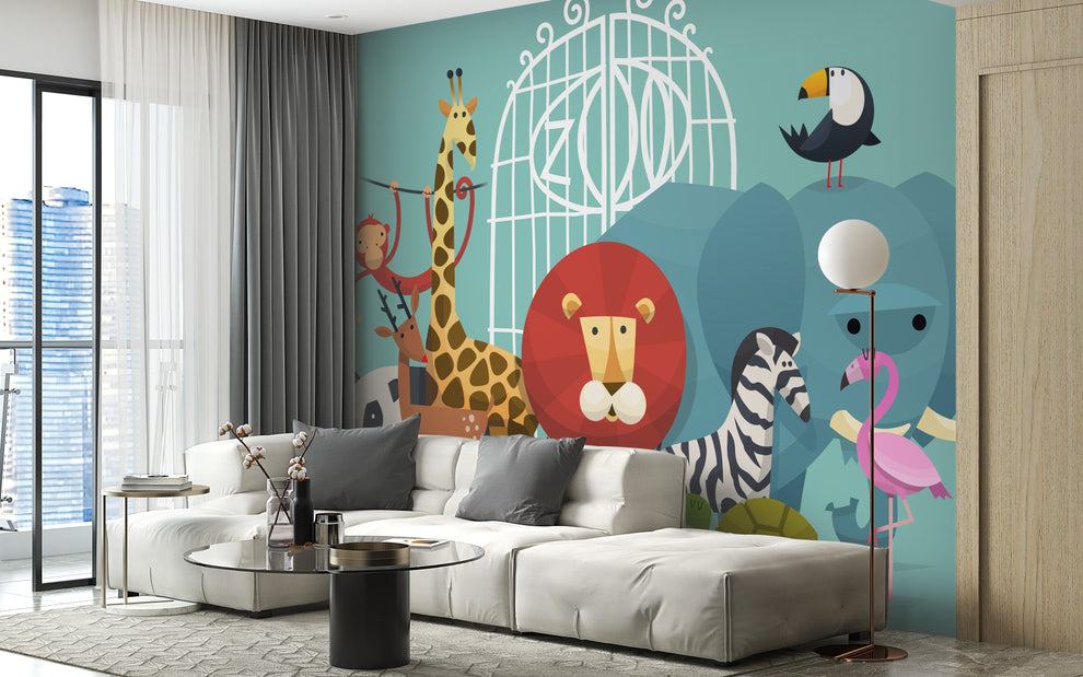 Best Zoo Animals Wallpaper Mural - Liven Up Your Space Now