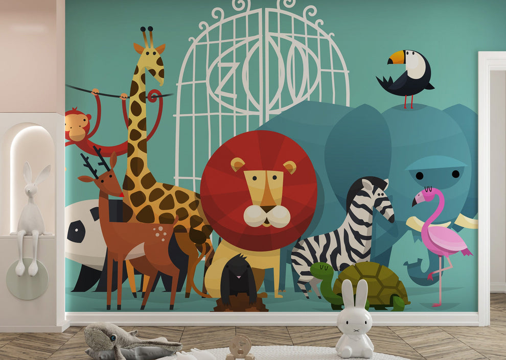 Best Zoo Animals Wallpaper Mural - Liven Up Your Space Now
