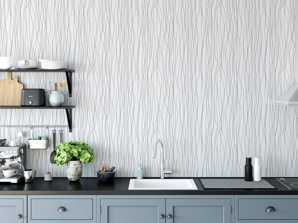 Black Curved Lines Wallpaper for Elegant Wall Décor