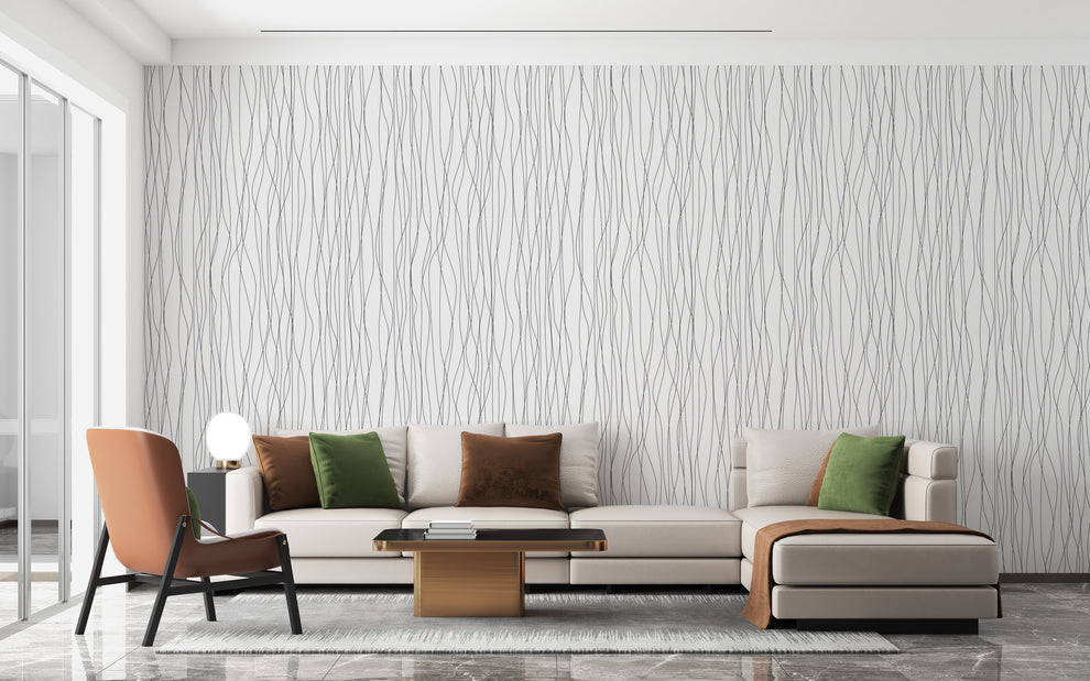 Black Curved Lines Wallpaper for Elegant Wall Décor