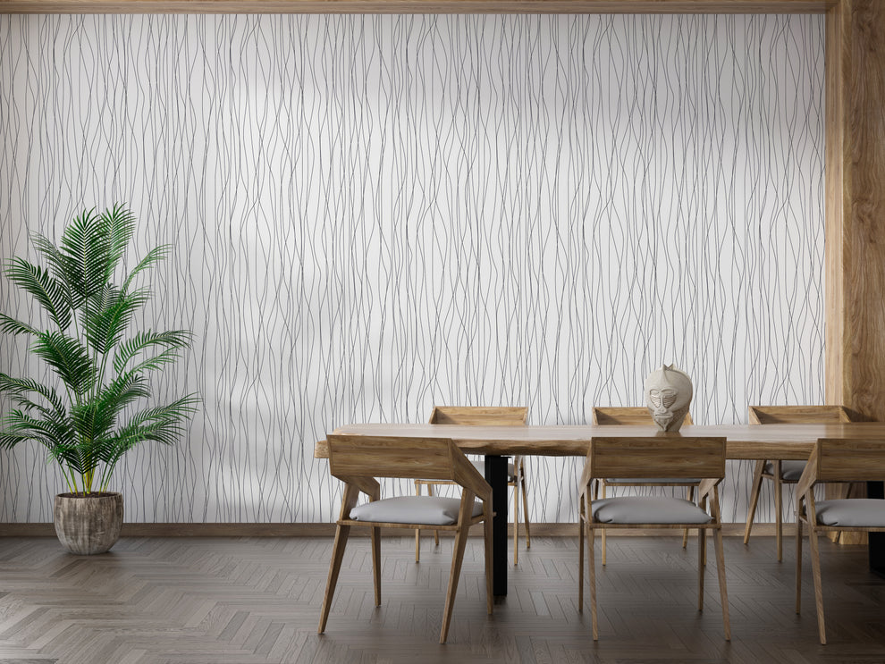 Black Curved Lines Wallpaper for Elegant Wall Décor