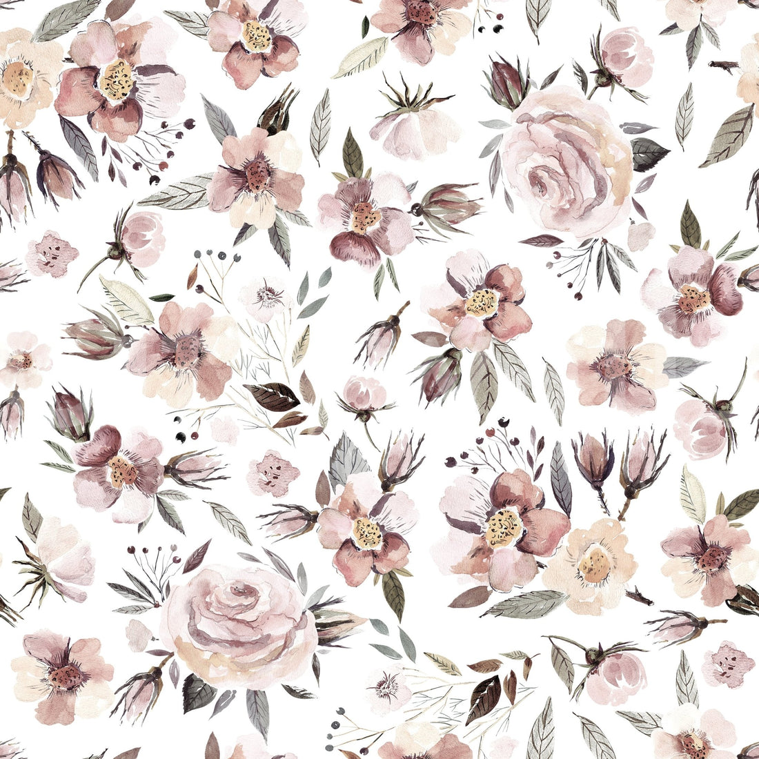 Buy Blush Winter Bloom Watercolor Floral Wallpaper