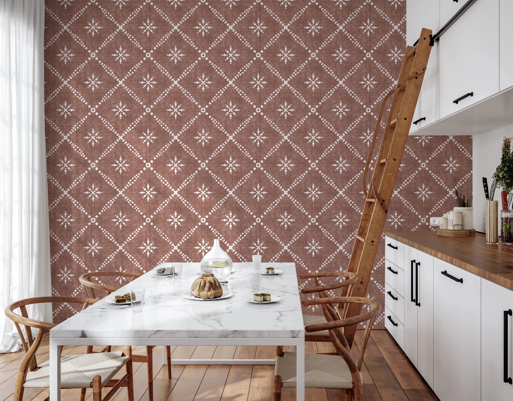 Terracotta Boho Lattice Wallpaper