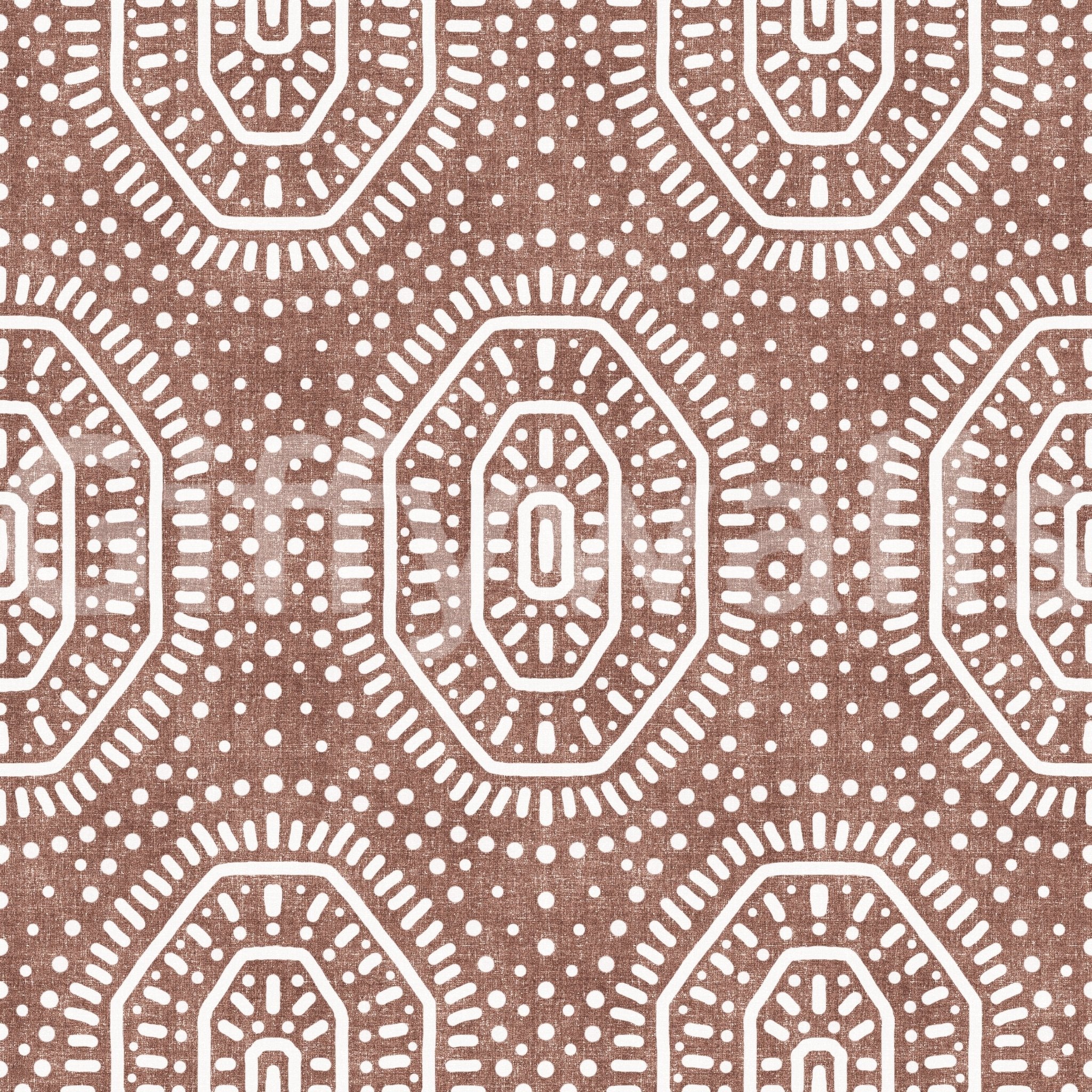 Boho Octagons Crochet Grunge Terracotta Red Wallpaper Decor