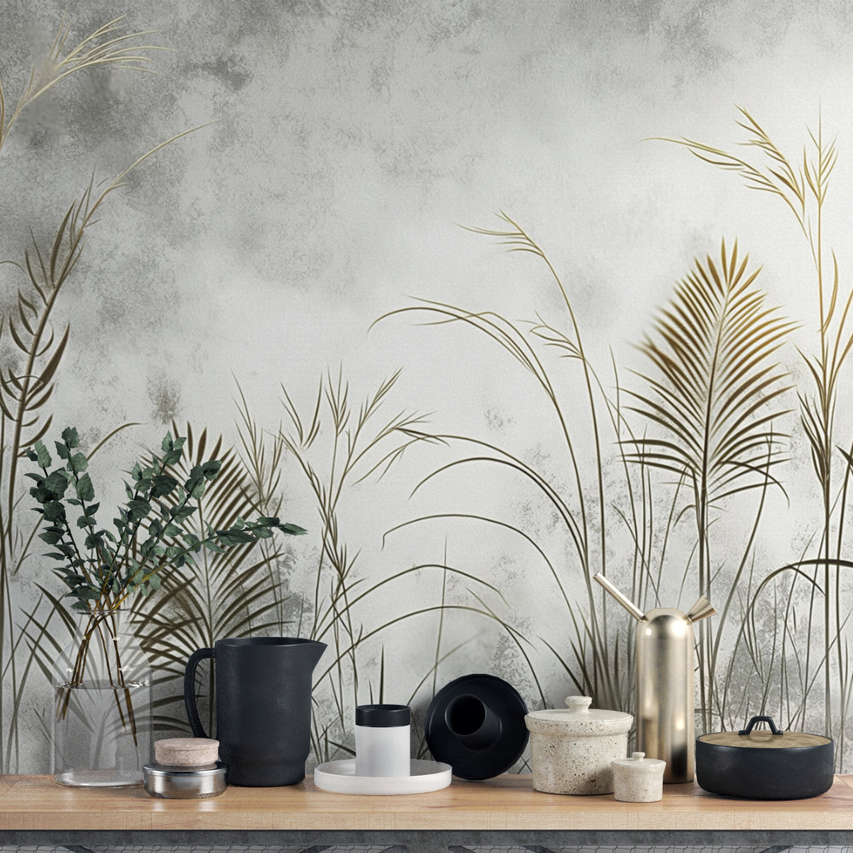 Botanical Gold Leaves Wallpaper Mural