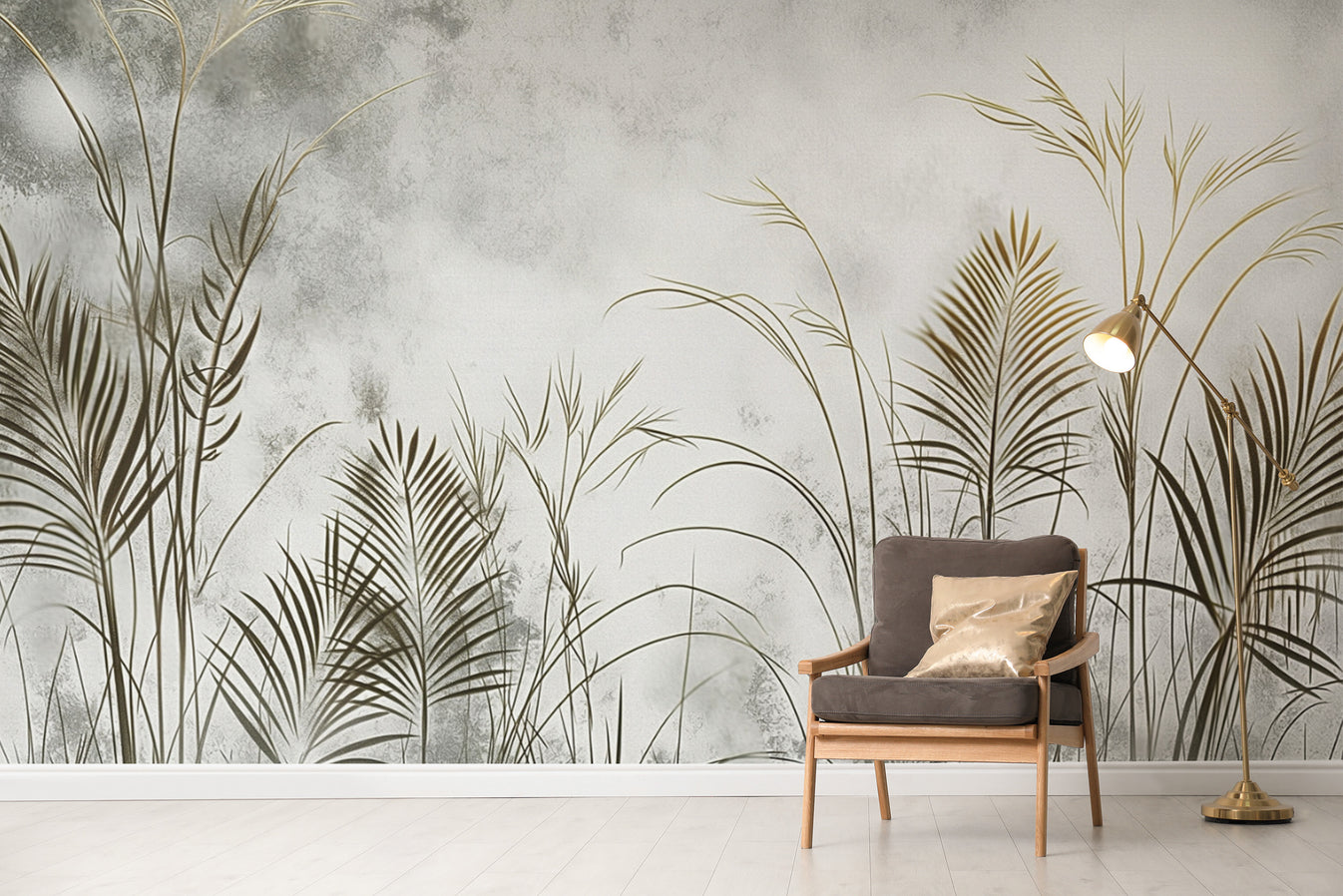 Botanical Gold Leaves Wallpaper Mural