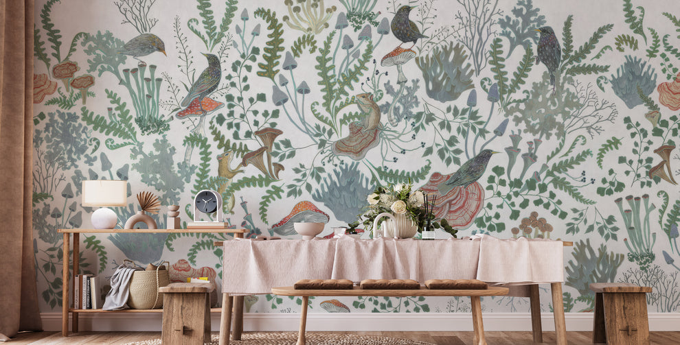 Botanical Nest Fresco Mural - Nature's Artistry Unveiled