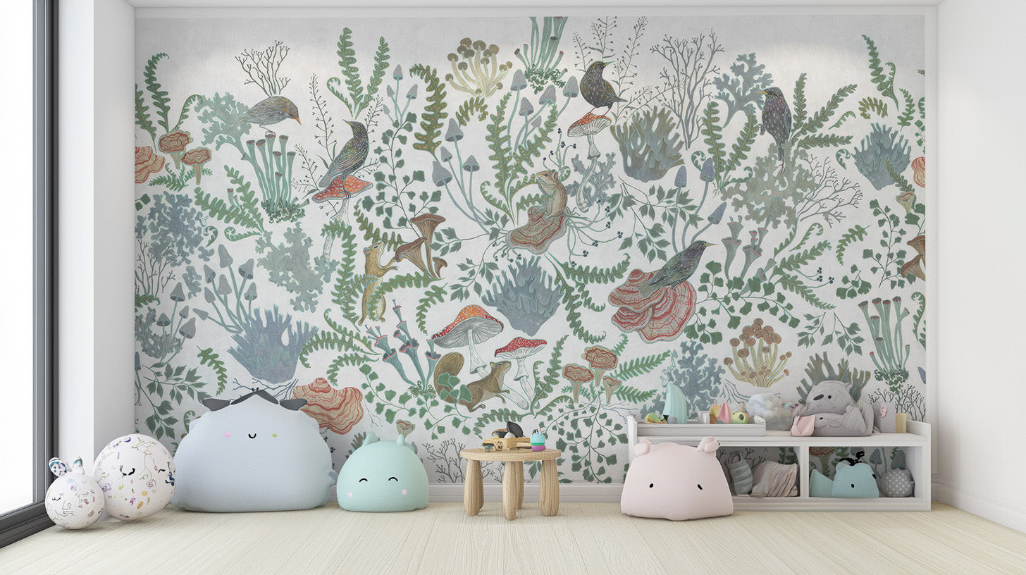 Botanical Nest Fresco Mural - Nature's Artistry Unveiled