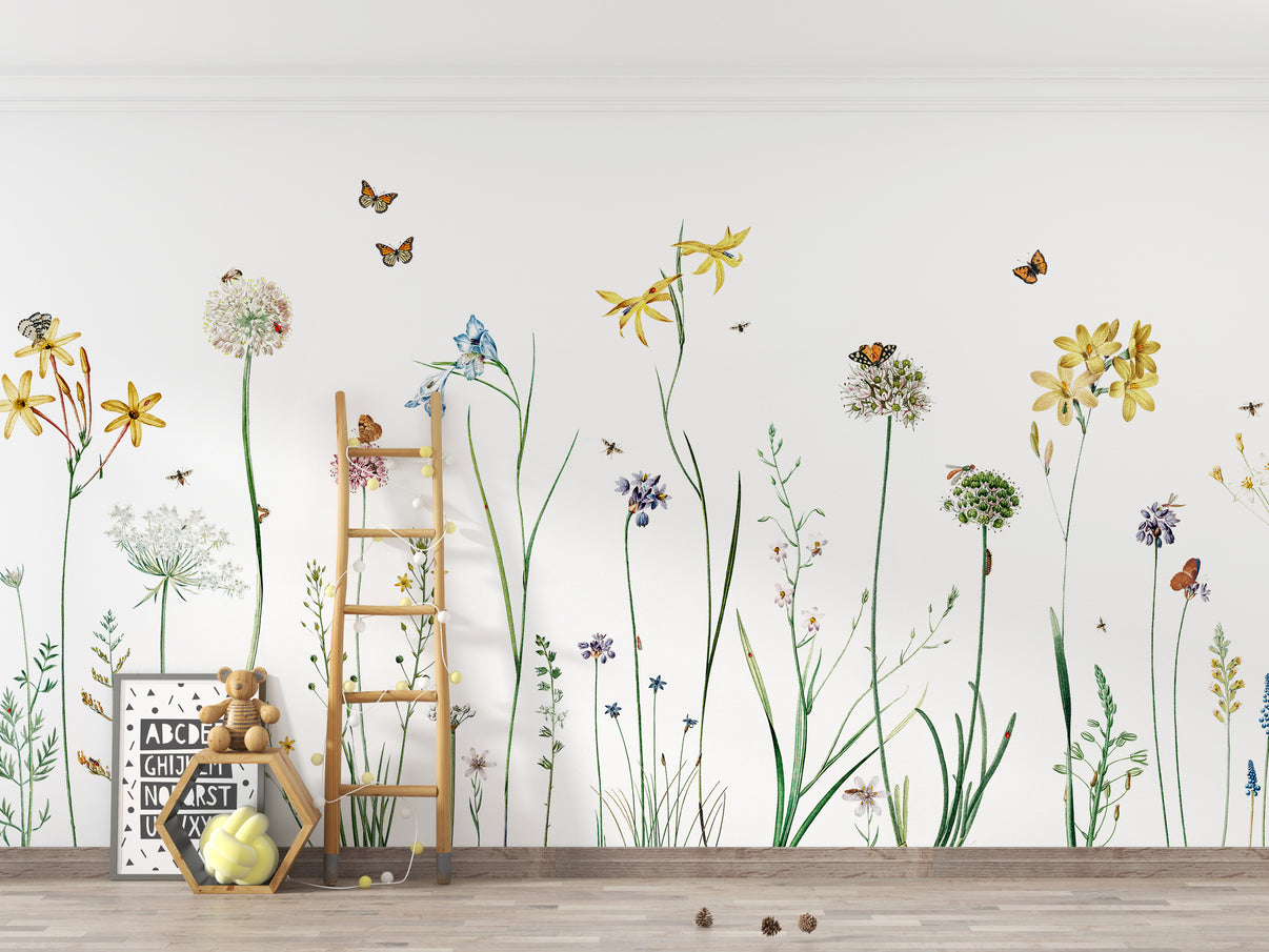Butterfly Garden Wallpaper Mural - Giffywalls