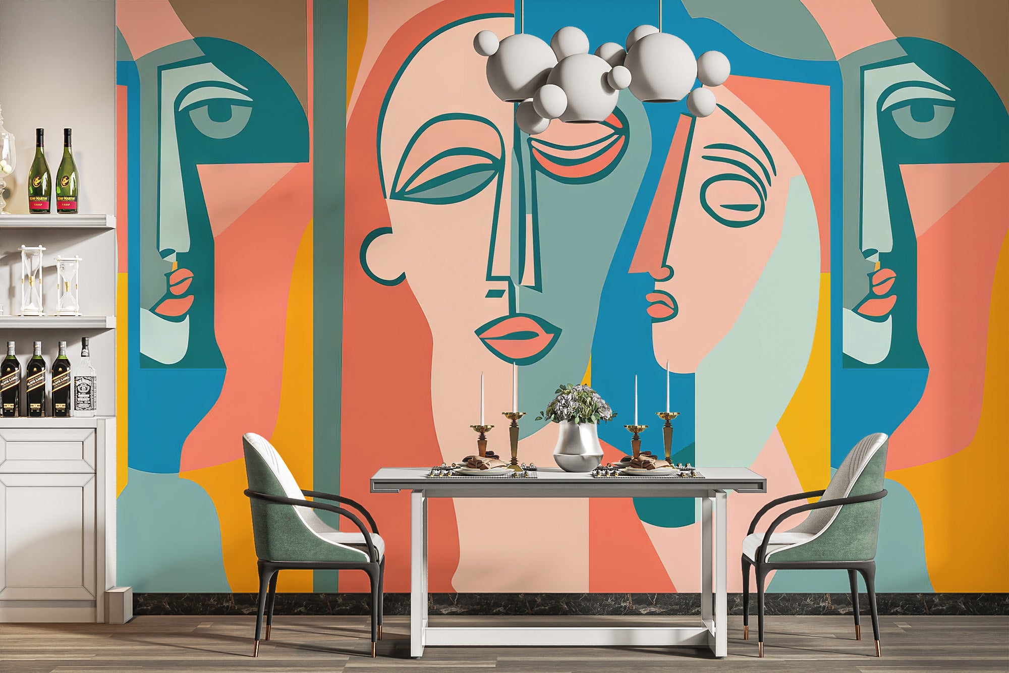Buy Colorful Faces Mural - Enliven Your Living Room – Giffywalls