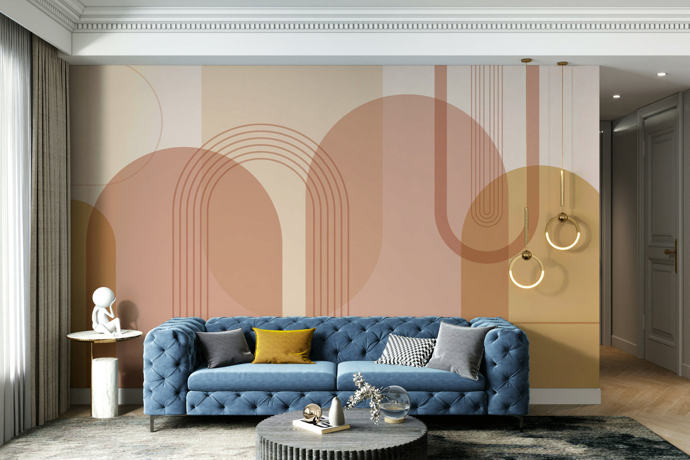 Chic Sunset Arches Wallpaper in Warm Earthy Tones