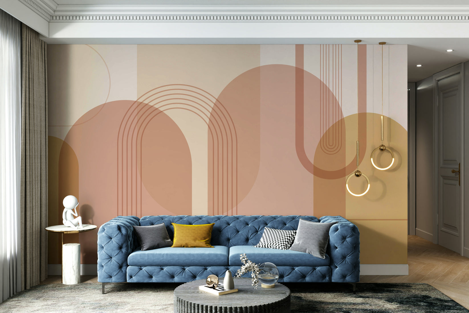 Chic Sunset Arches Wallpaper in Warm Earthy Tones