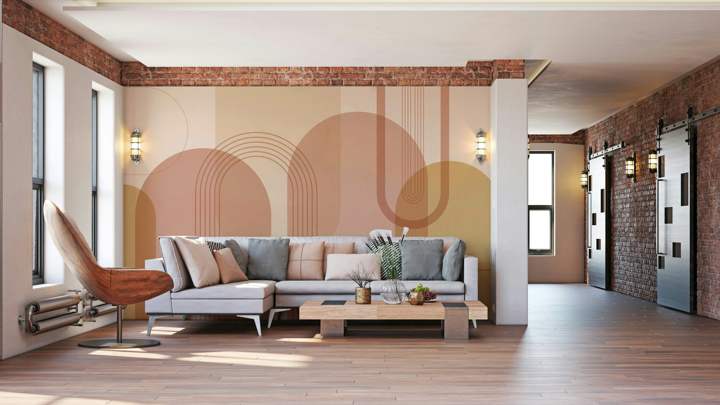 Chic Sunset Arches Wallpaper in Warm Earthy Tones