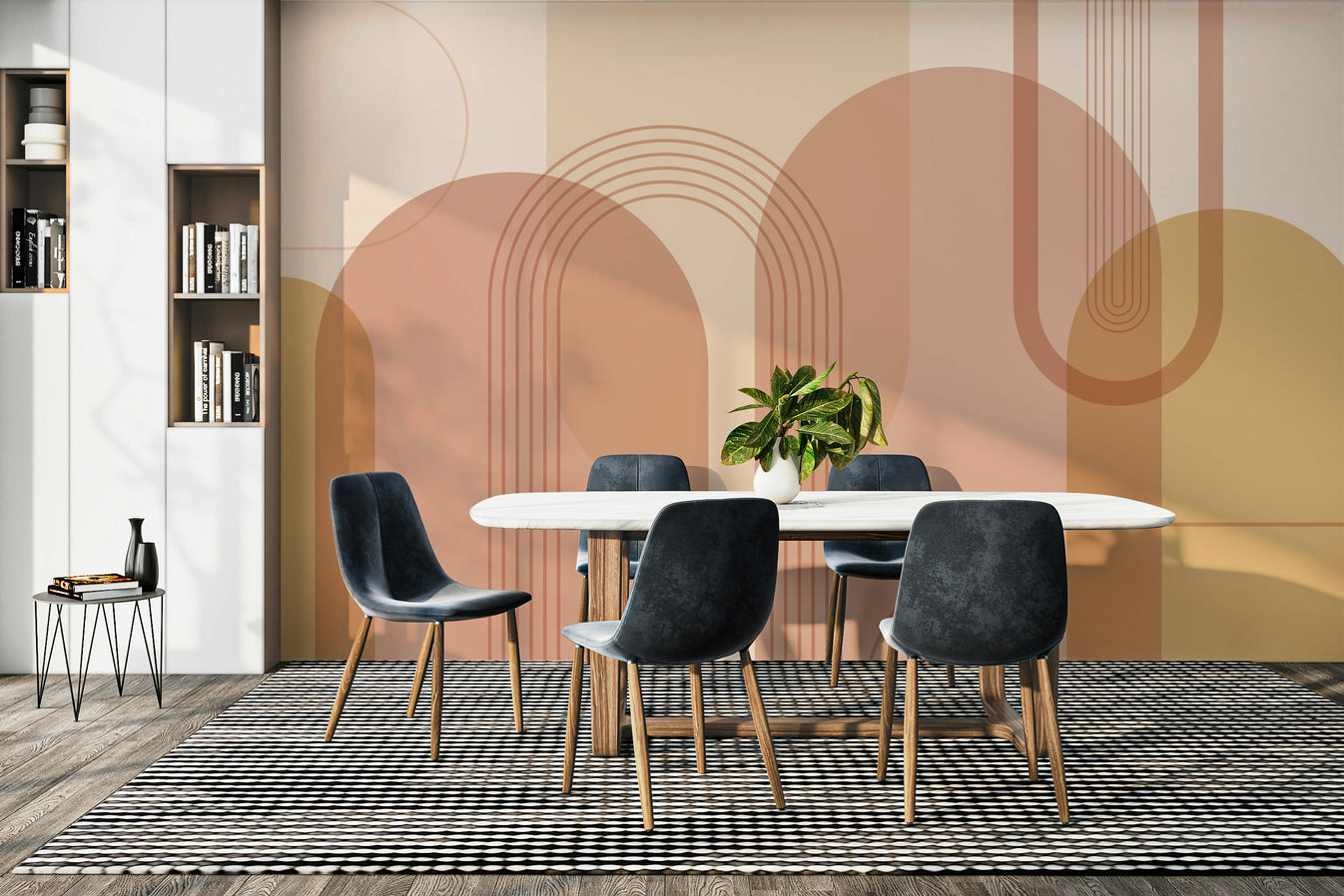 Chic Sunset Arches Wallpaper in Warm Earthy Tones