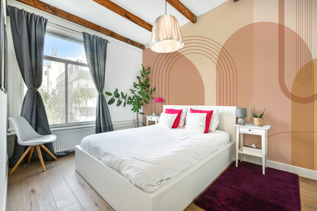 Chic Sunset Arches Wallpaper in Warm Earthy Tones