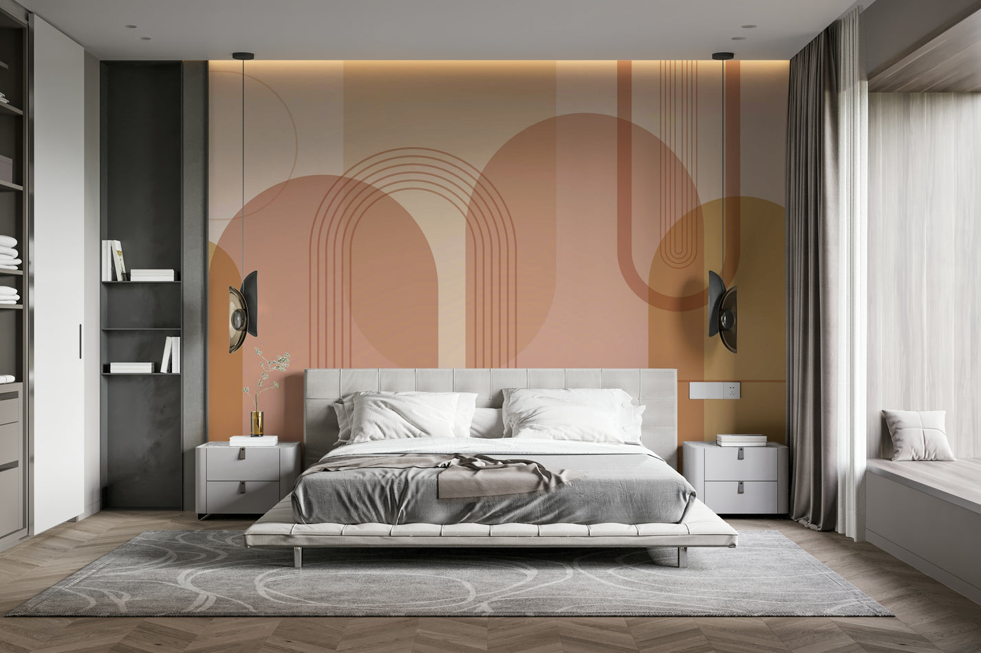 Chic Sunset Arches Wallpaper in Warm Earthy Tones