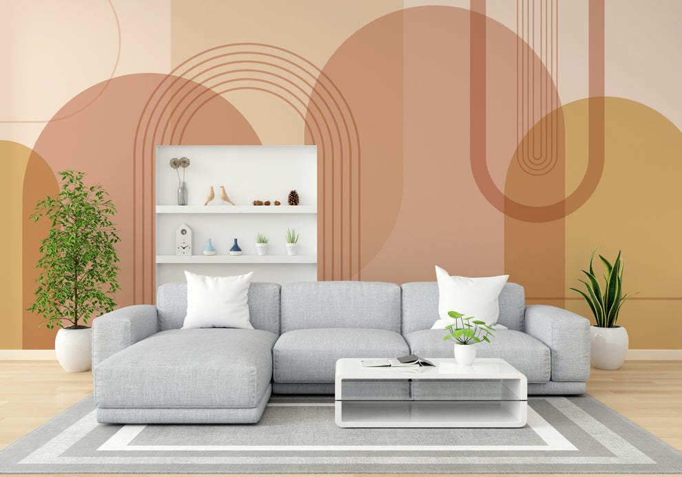 Chic Sunset Arches Wallpaper in Warm Earthy Tones