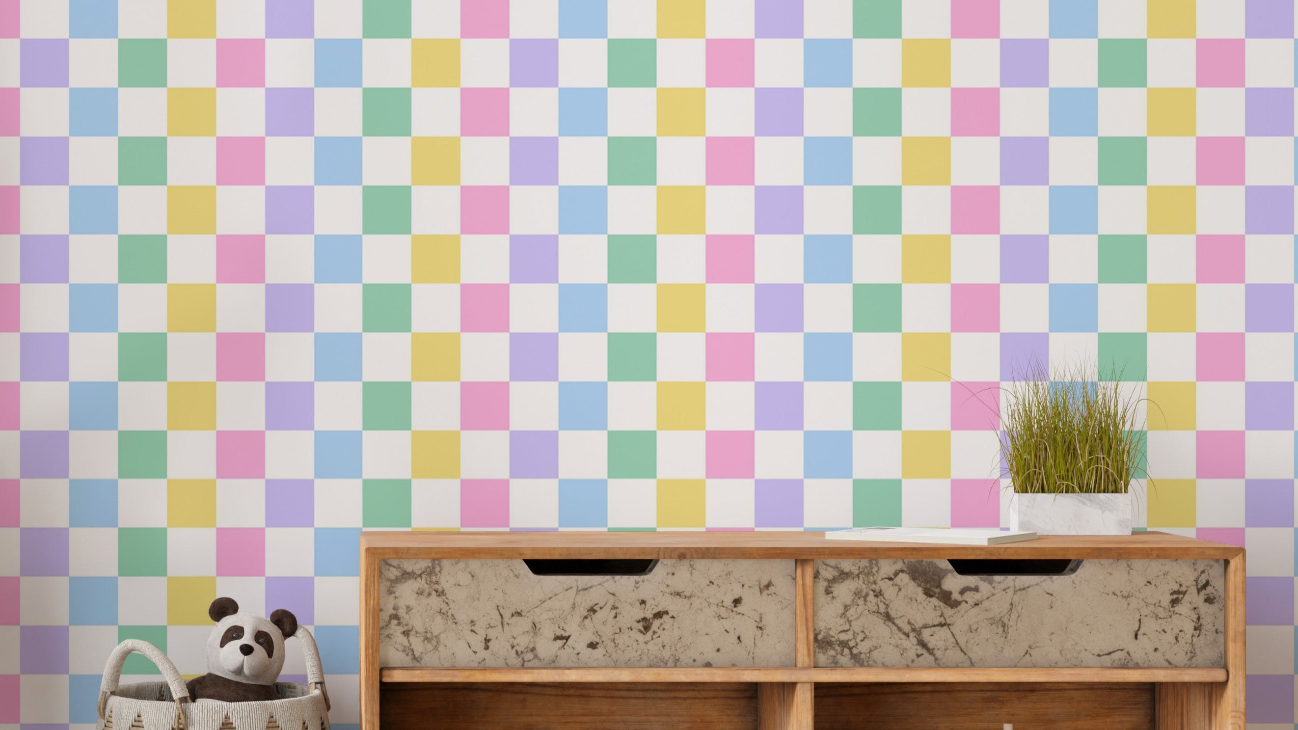 Colorful Checkerboard Pattern Wallpaper for Playful Vibes