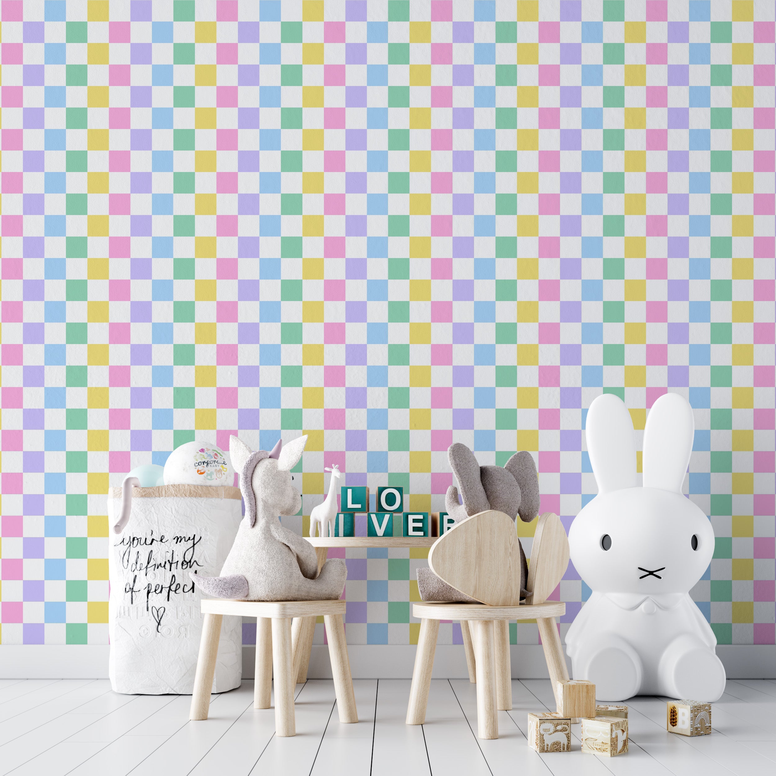 Colorful Checkerboard Pattern Wallpaper for Playful Vibes