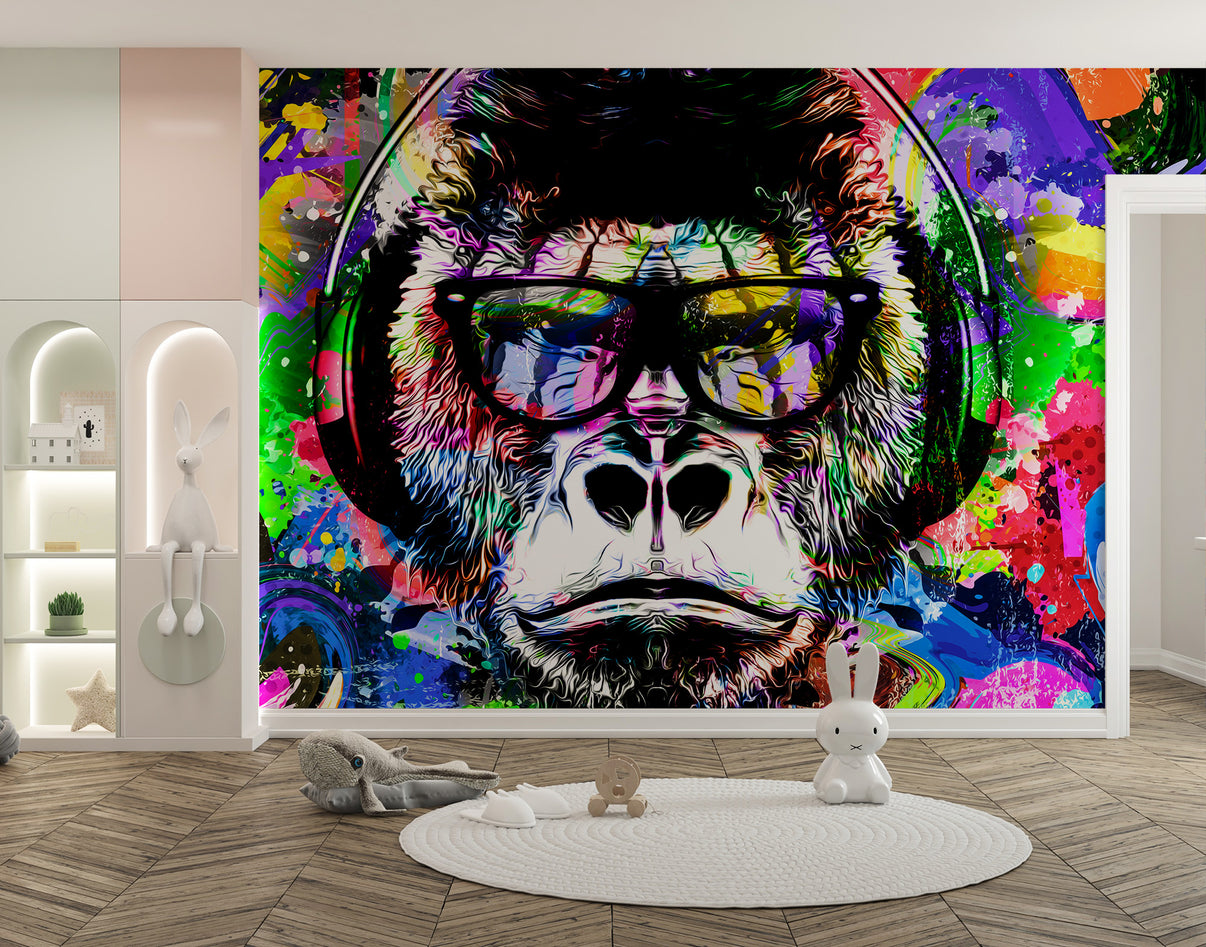 Colorful Monkey Graffiti Wallpaper Mural - Buy Bold Wall Art