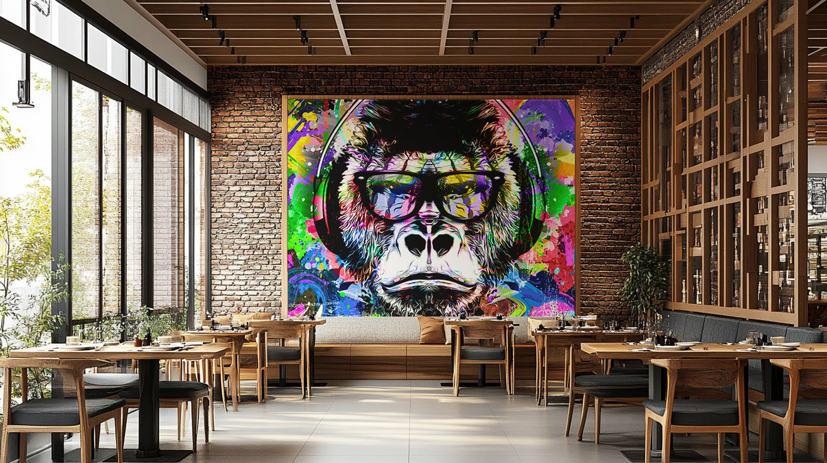 Colorful Monkey Graffiti Wallpaper Mural - Buy Bold Wall Art