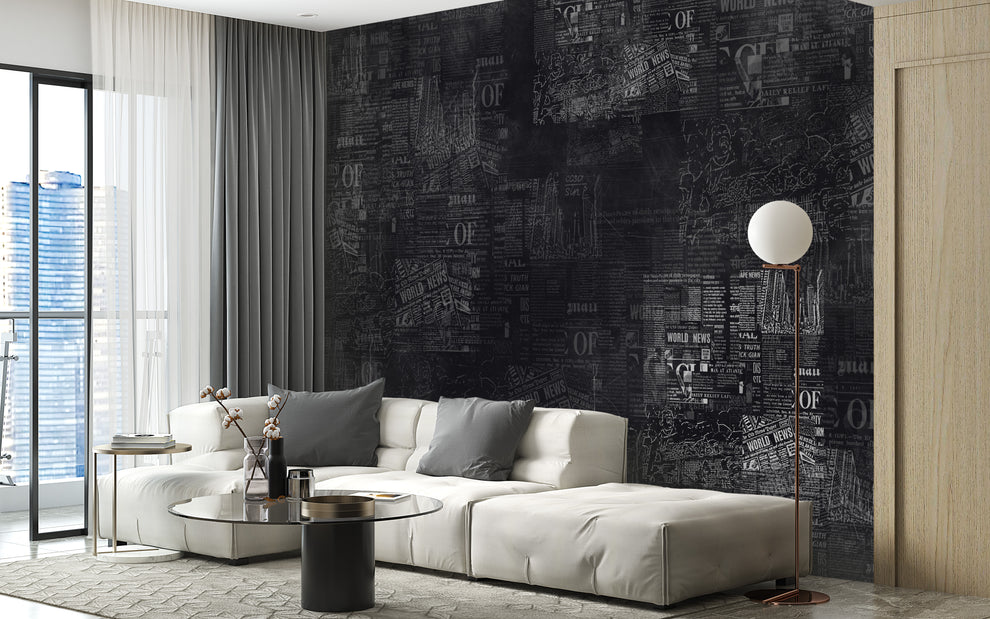 Dark Newspaper Headlines Wallpaper for Walls - Giffywalls