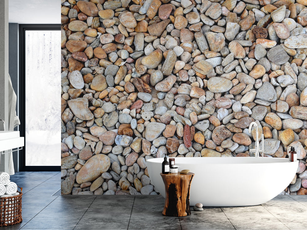 Decorative Pebble Wallpaper | Peel and Stick Stone Mural