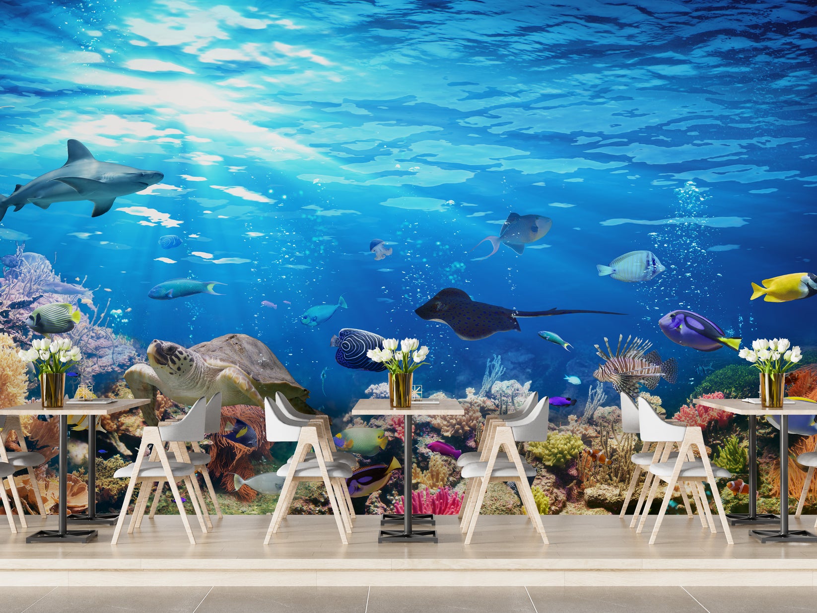 Deep Blue Sea & Coral Reef Wallpaper Mural - Shop Now